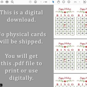 1000 Happy Holidays Bingo Cards Pdf Download, 1, 2, and 4 per Page ...