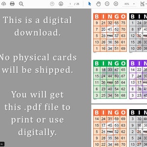 100 Bingo Cards Pdf Download, 1, 2, and 4 per Page, Instant Printable ...