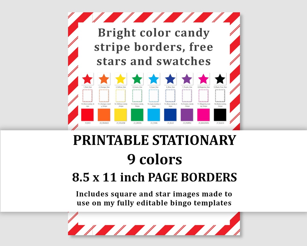 Editable Bingo Template Background Images, Free Stars and Color ...