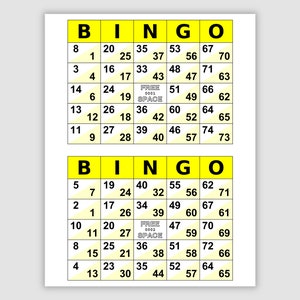 1000 Double Bingo Cards Pdf Download, 1, 2, and 4 per Page, Instant ...