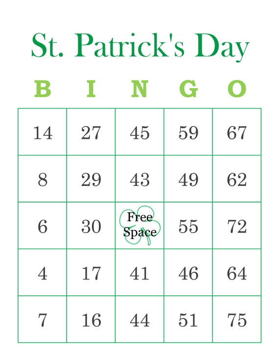 1000 St. Patrick's Day Bingo Cards Prints 1 per Page | Etsy