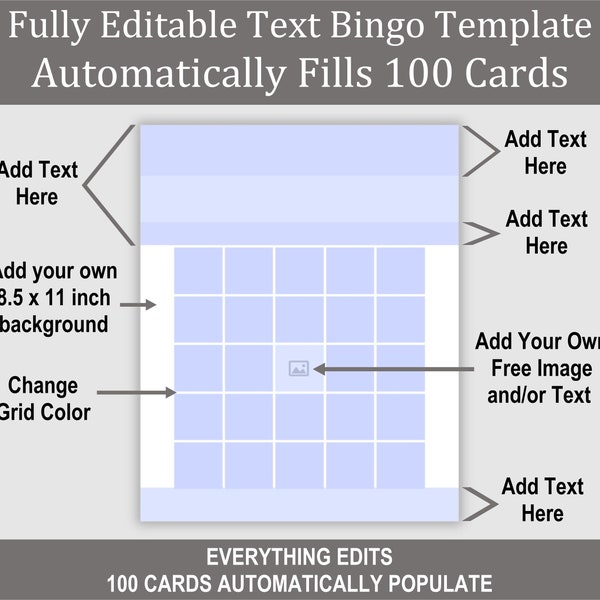 100 Bingo Card Generator - Etsy