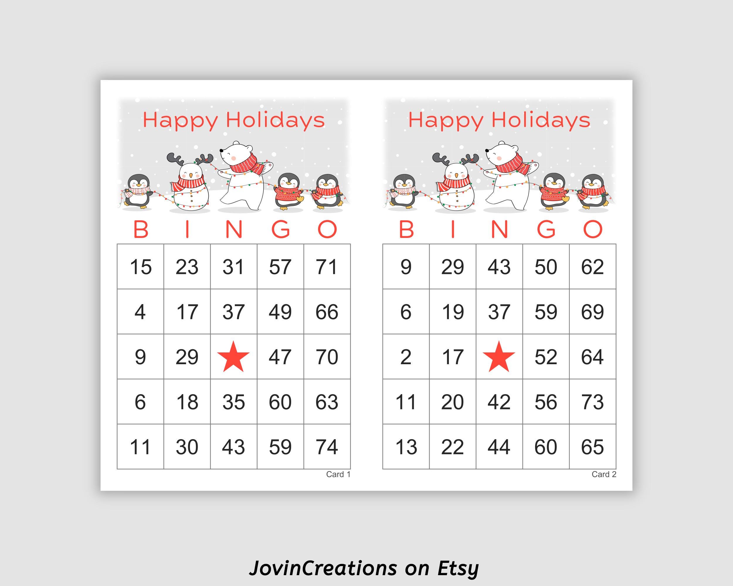 1000 Happy Holidays Bingo Cards Pdf Download, 1 and 2 per Page, Instant ...
