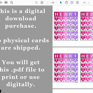 500 Heart Bingo Cards Pdf Download, 1, 2, and 4 per Page, Instant ...