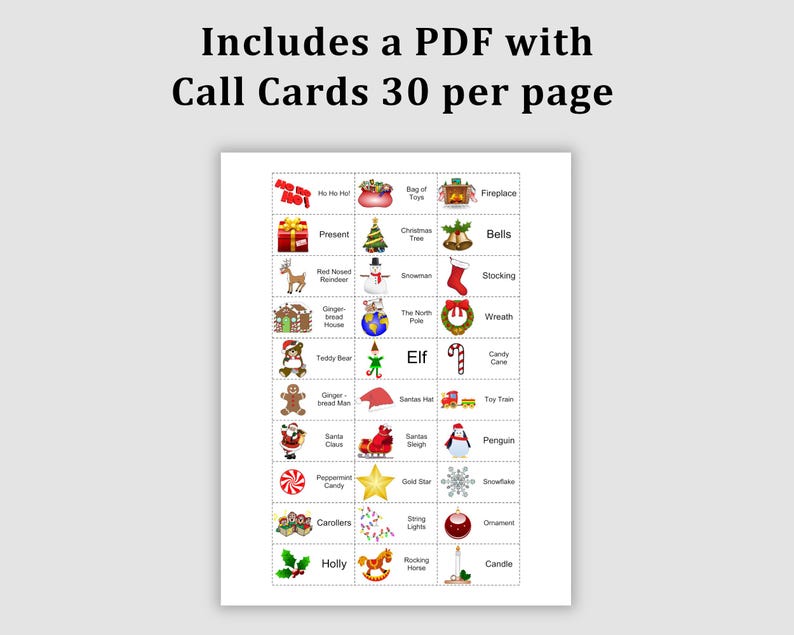 100 Christmas Bingo Cards Pdf Download, 1 and 2 per Page, Printable ...