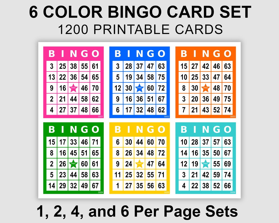 1200 Bingo Cards Pdf Download, 1, 2, 4, and 6 per Page, Instant ...