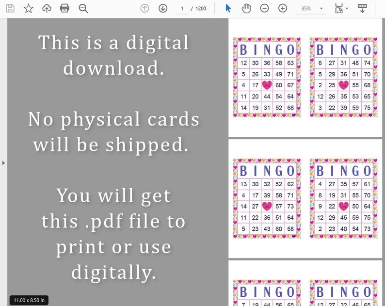 2400 Valentine's Day Bingo Cards Pdf Download, 1, 2, and 4 per Page ...