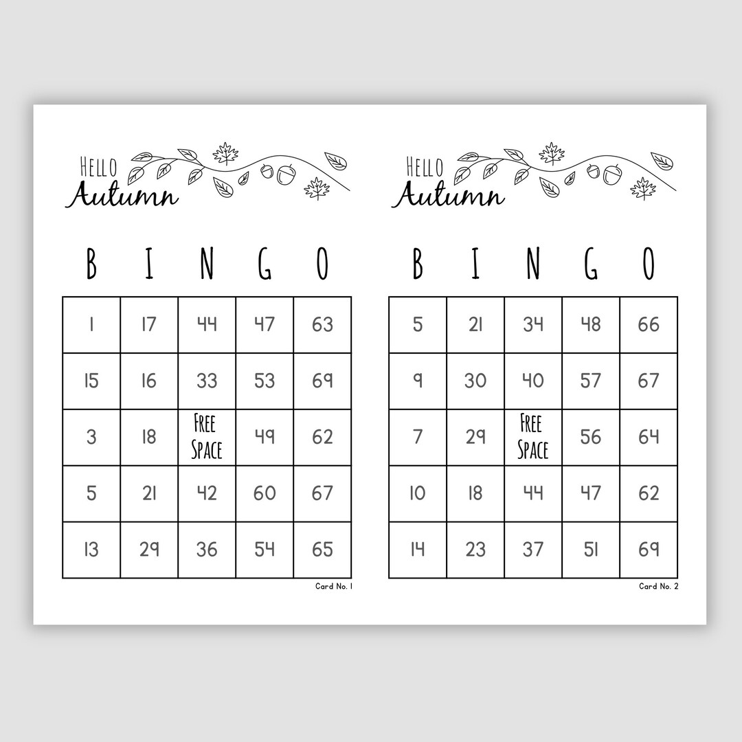 200 Autumn Bingo Cards Pdf Download, 2 per Page, Instant Printable Fun ...