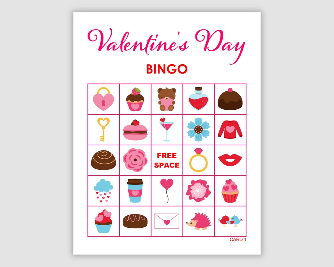 100 Valentine’s Day Picture Bingo Pdf Download, 1 and 2 per Page, 36 ...