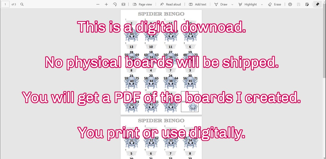 2 Spider Bingo Boards Plus 1 Blank 15 Line 75 Call Instant - Etsy