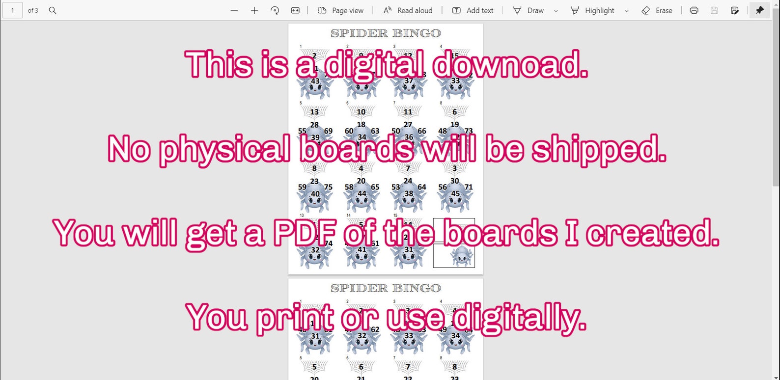 2 Spider Bingo Boards Plus 1 Blank 15 Line 75 Call Instant - Etsy