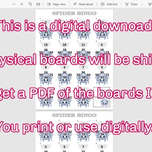 2 Spider Bingo Boards Plus 1 Blank, 15 Line 75 Call, Instant Printable ...