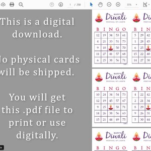 500 Diwali Bingo Cards Pdf Download, 1 and 2 per Page, Instant ...