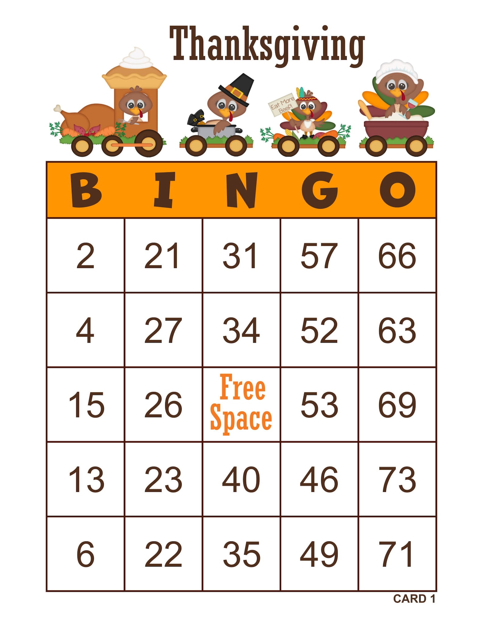 Thanksgiving Bingo Cards 1000 Cards 1 per Page Immediate | Etsy