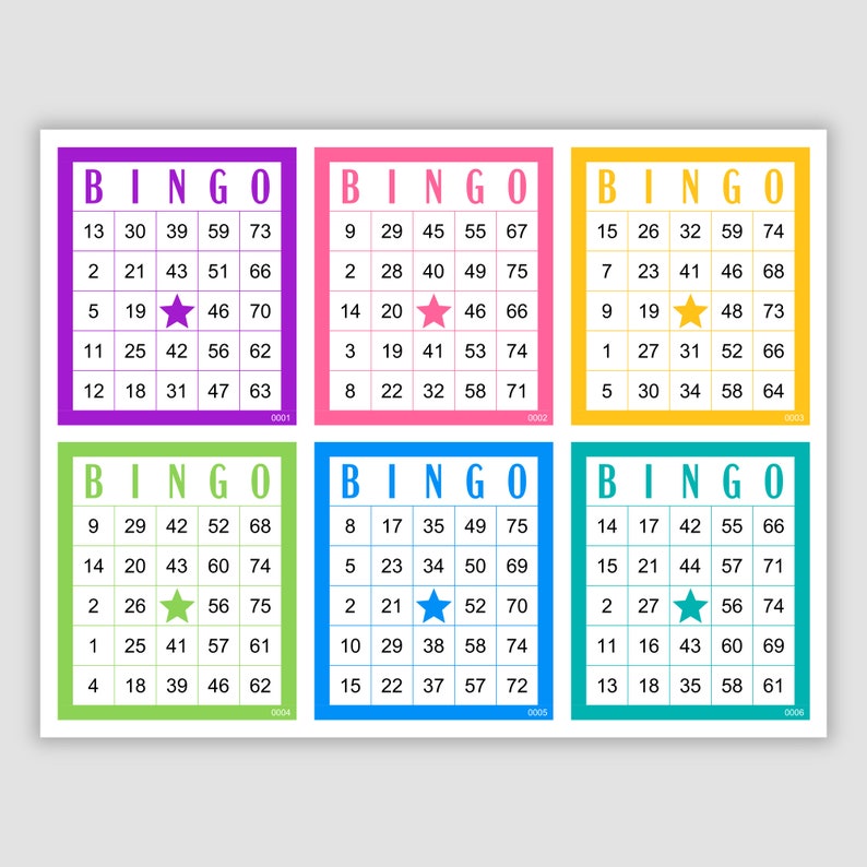 1200 Bingo Cards, 1, 2, 4, and 6 per Page, Instant Printable Pdf ...