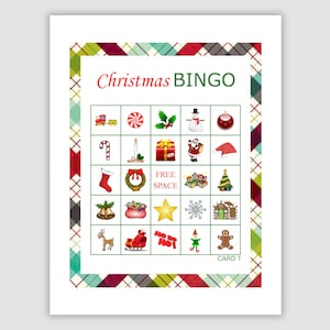 50 Christmas Bingo Cards Pdf Download, 1 per Page, Instant Printable ...