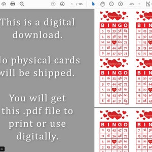 500 Valentine’s Day Bingo Cards Pdf Download, 1, 2, and 4 per Page ...