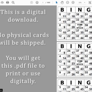 1000 Double Bingo Cards Pdf Download, 1, 2, and 4 per Page, Instant ...