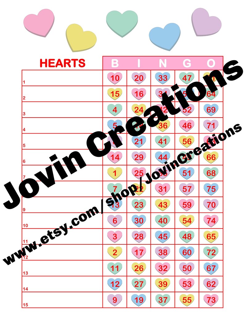 2 Hearts Bingo Boards Plus 1 Blank Instant Printable Pdf - Etsy