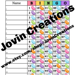 2 Rainbow Bingo Boards Plus 1 Blank, 15 Line, 75 Call, Jelly Beans ...