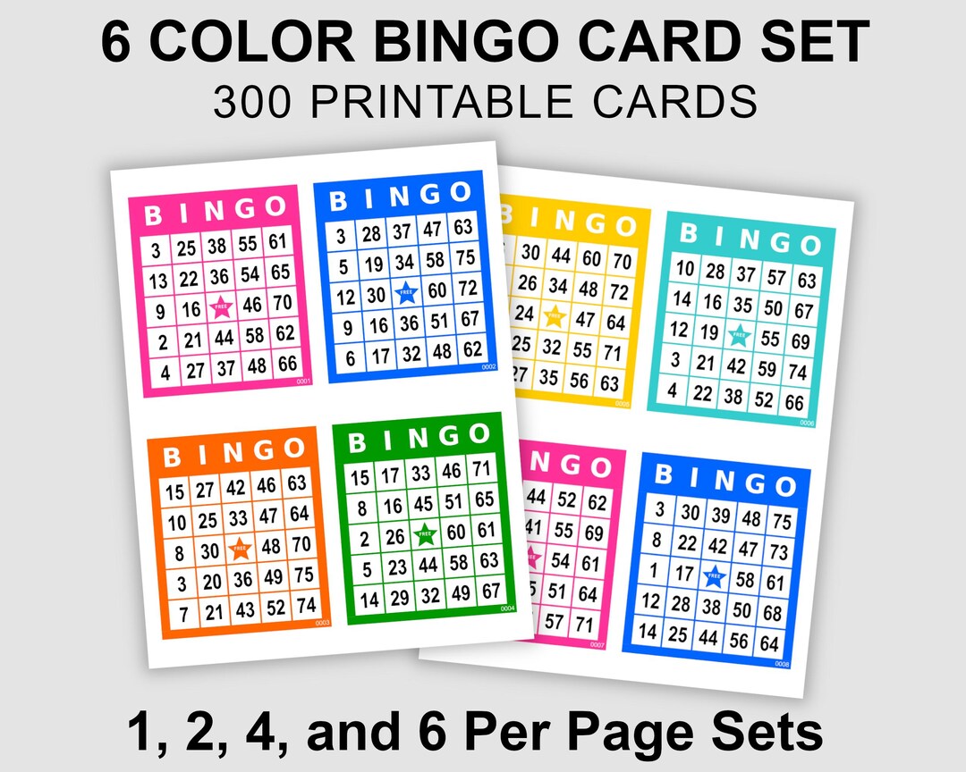 300 Bingo Cards Pdf Download, 1, 2, 4, and 6 per Page, Instant ...