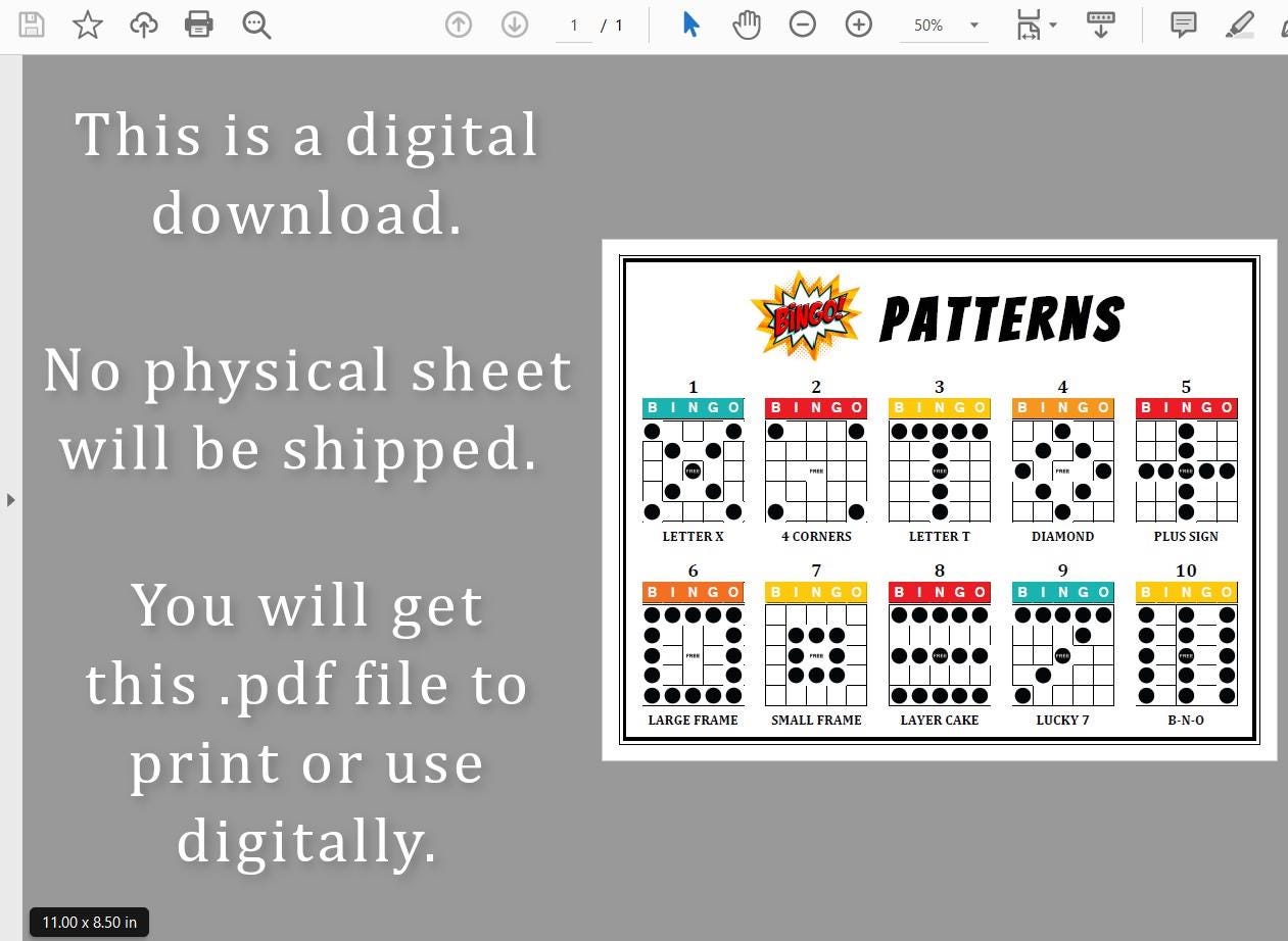 10 Game Bingo Patterns Program Flyer Bingo Patterns Printable Bingo ...