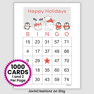 1000 Happy Holidays Bingo Cards Pdf Download, 1 and 2 per Page, Instant ...