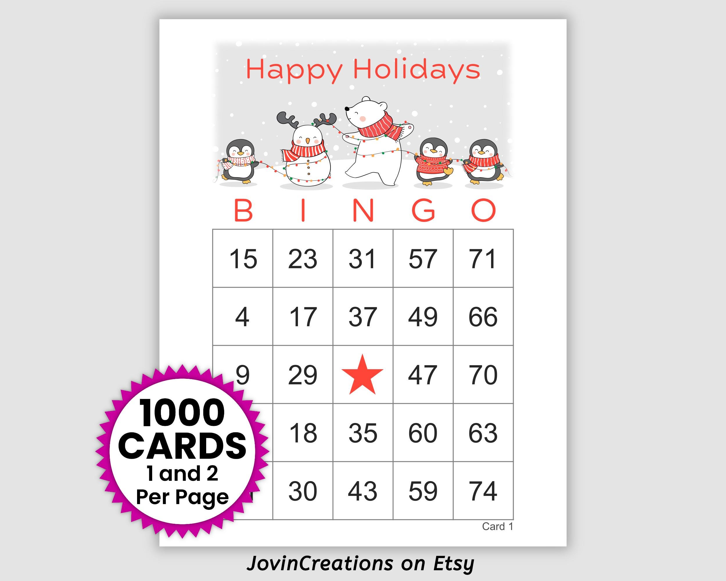1000 Happy Holidays Bingo Cards Pdf Download, 1 and 2 per Page, Instant ...