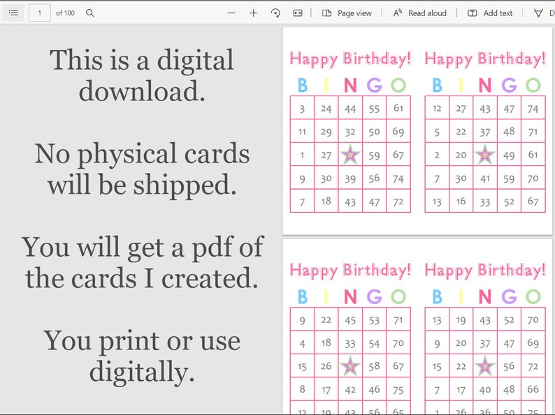 200 Birthday Bingo Cards Pdf Download 2 per Page 75 Call - Etsy