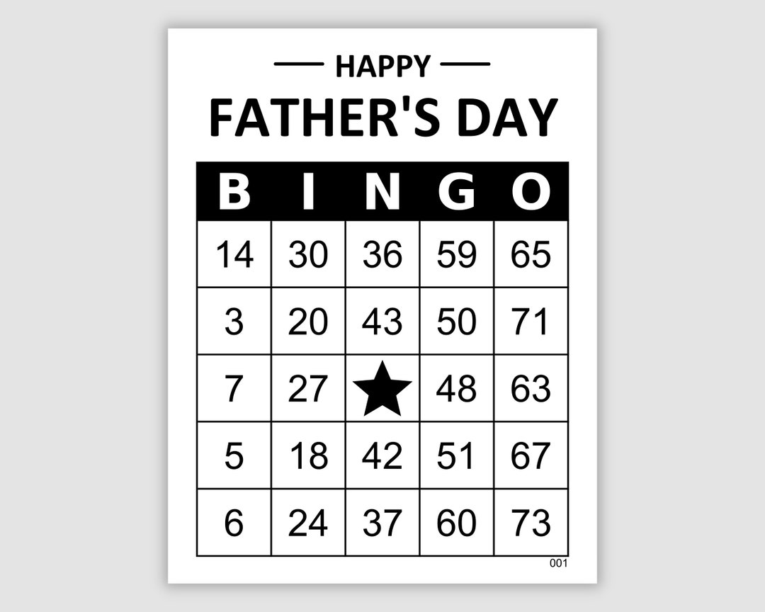 500 Father's Day Bingo Cards Pdf Download, 1, 2, and 4 per Page, Black ...