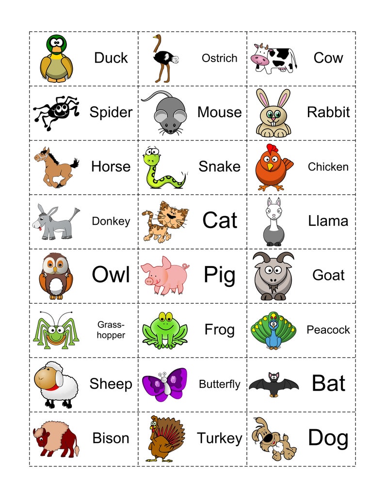 100 Barnyard Animal Picture Bingo Cards Pdf Download, 1 per Page ...