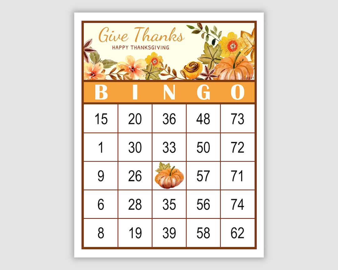 500 Thanksgiving Bingo Cards, 1, 2, and 4 per Page, Intant Printable ...
