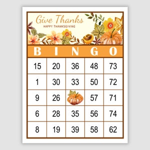 1000 Thanksgiving Bingo Cards, 1, 2, and 4 per Page, Intant Printable ...