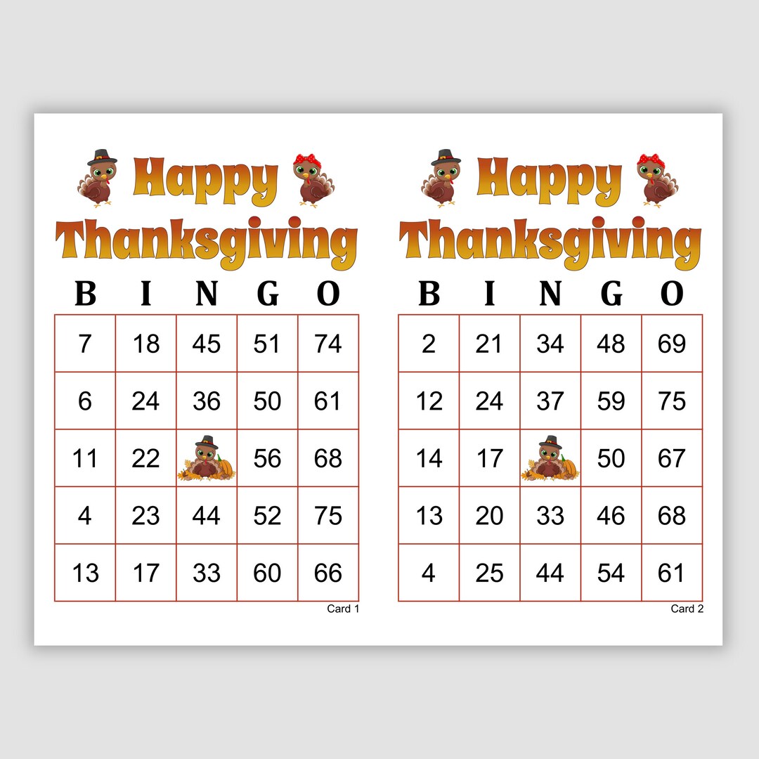 1000 Thanksgiving Bingo Cards Pdf Download, 2 per Page, Instant ...