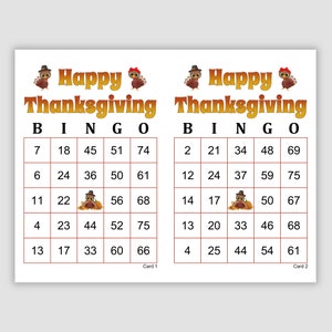 1000 Thanksgiving Bingo Cards Pdf Download, 2 per Page, Instant ...