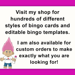Editable 500 Card Bingo Template, Edit Text at Top and Bottom, Add Your ...