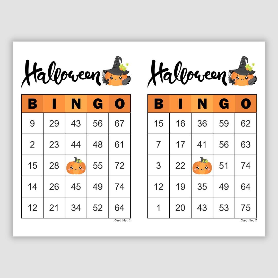 200 Halloween Bingo Cards PDF, 1, 2, and 4 per Page, Halloween Bingo ...