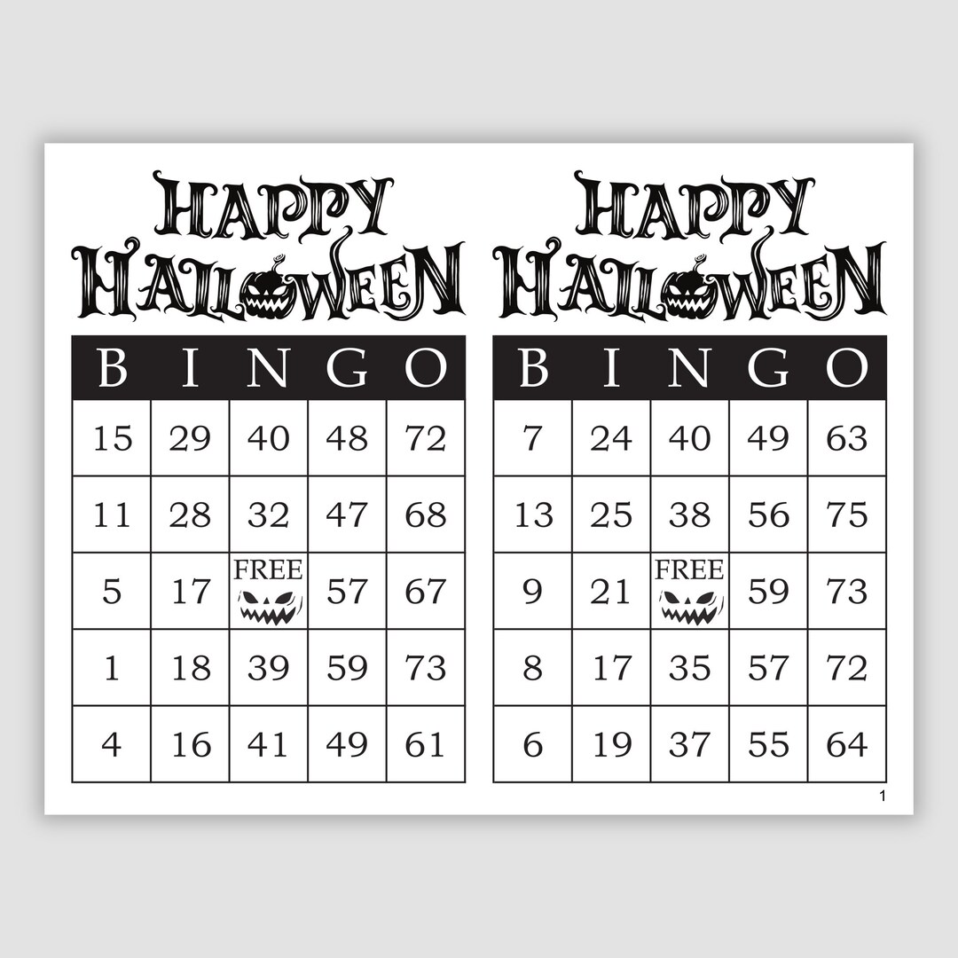 1000 Halloween Bingo Cards Pdf Download, 2 per Page, Instant Printable ...