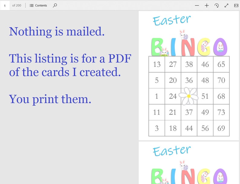 200 Easter Bingo Cards Pdf Download 1 and 2 per Page Instant - Etsy