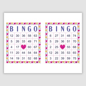 2400 Valentine's Day Bingo Cards Pdf Download, 1, 2, and 4 per Page ...