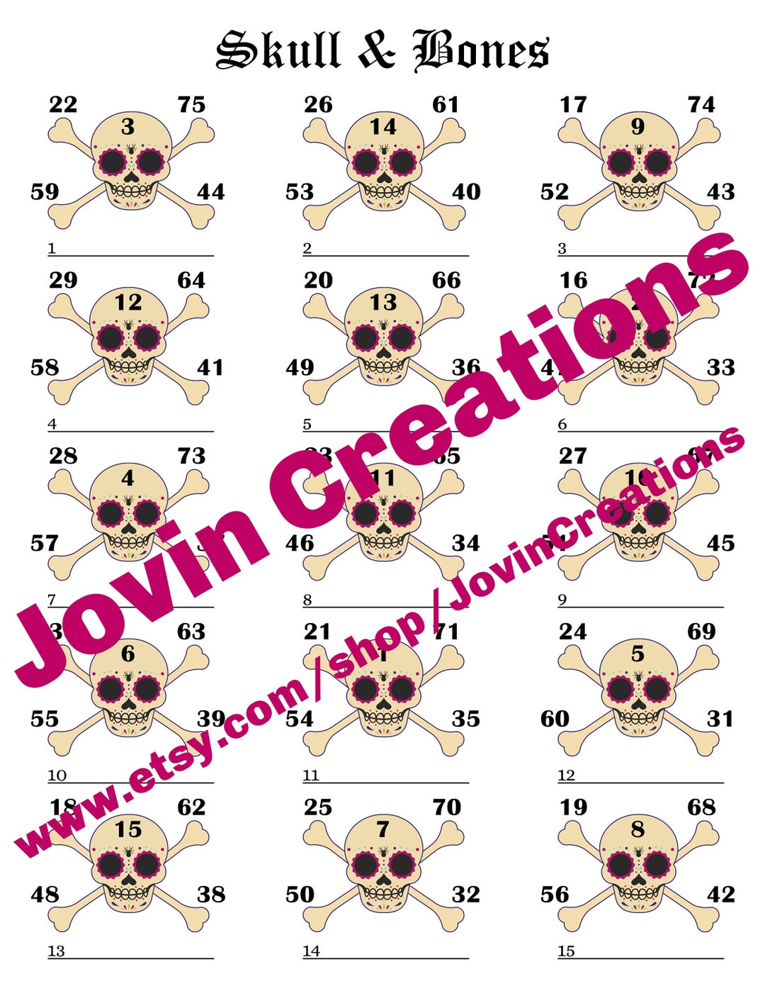 2 Bingo Boards Plus 1 Blank 15 Line 75 Call Instant - Etsy