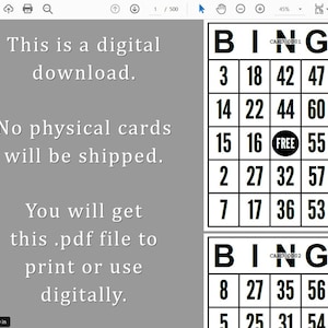 500 Jumbo Bingo Cards Pdf Download, Easily Print 1, 2, 4, 6, or 9 per ...