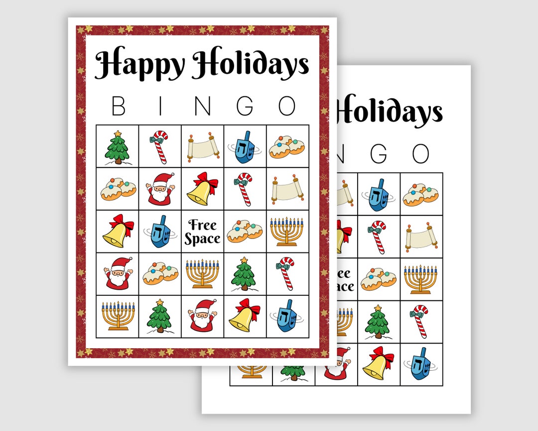 50 Holiday Bingo Cards, 1 and 2 per Page, Instant Printable Party Game ...