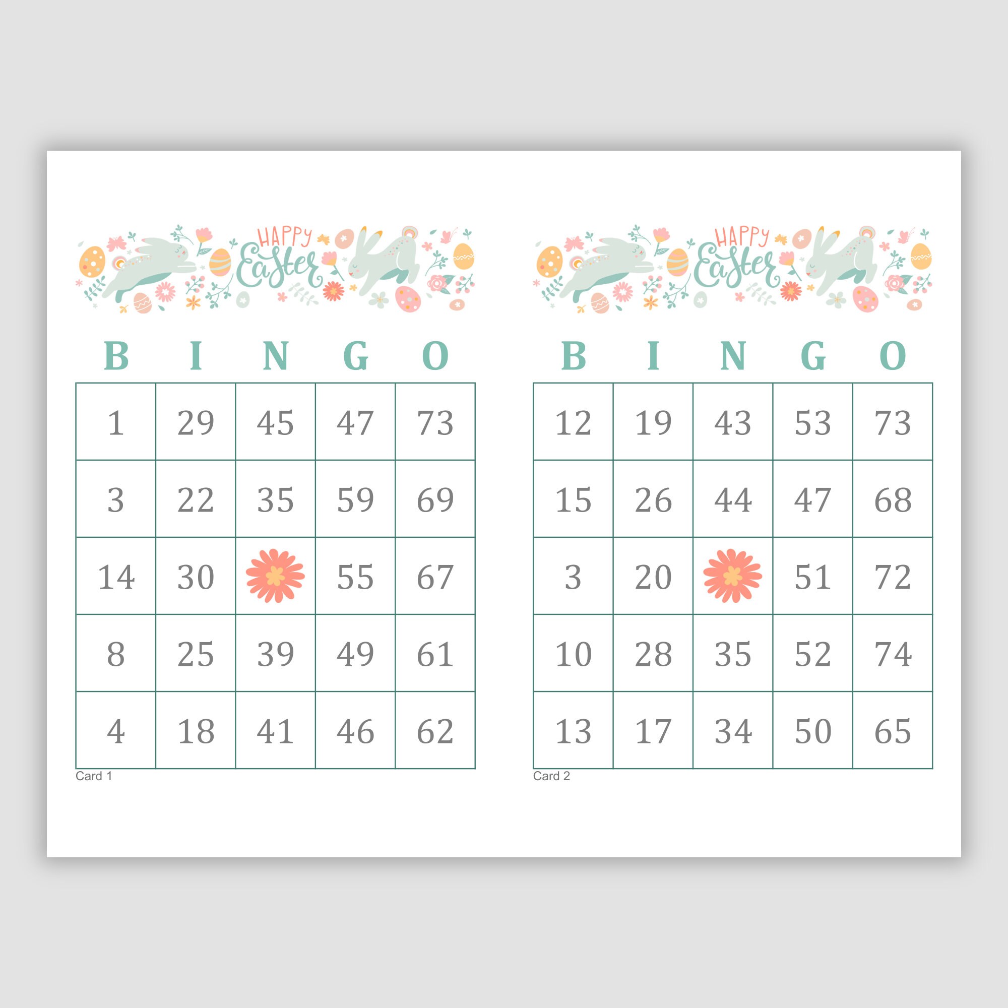 200 Easter Bingo Cards Pdf Download, 1, 2, and 4 per Page, 75 Call ...