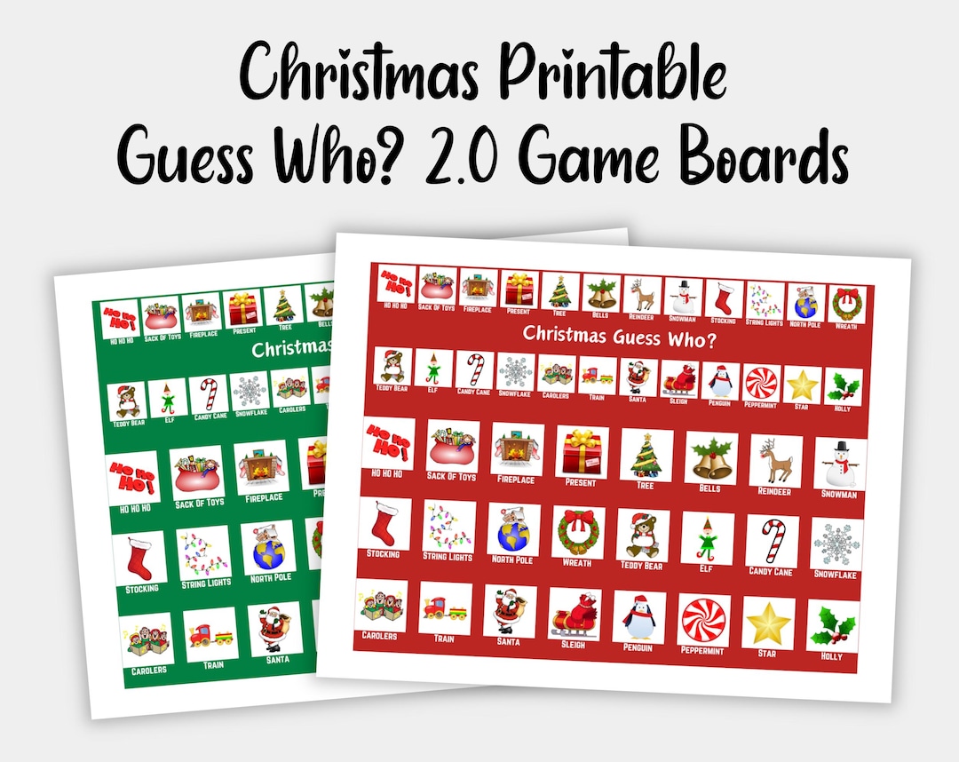 Christmas Guess Who 2.0 Printable Game Boards Christmas Printable Game ...