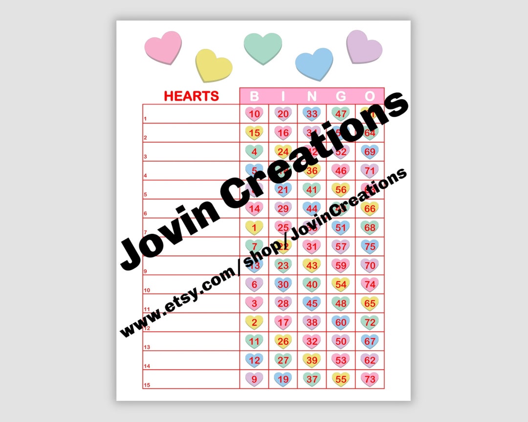 2 Hearts Bingo Boards Plus 1 Blank, Instant Printable Pdf Download ...