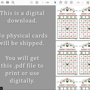 1000 Christmas Bingo Cards Pdf Download, 1, 2, and 4 per Page, Instant ...