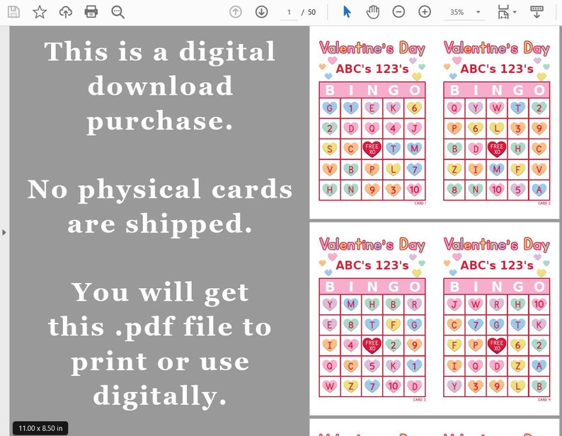 100 Valentines Day Abc's & 123's Bingo Cards Pdf - Etsy