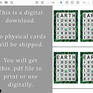 500 EARTH Bingo Cards Pdf Download, 1, 2, and 4 per Page, Instant ...
