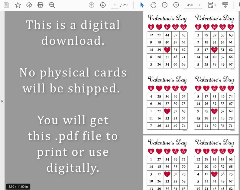 1000 Valentine’s Day Bingo Cards Pdf Download, 1, 2, and 4 per Page ...